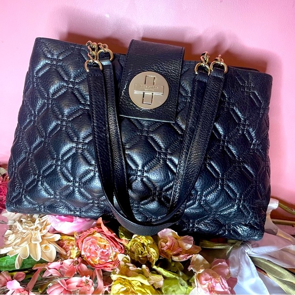 kate spade | Bags | Kate Spade Black Leather Quilted Texture Astor ...
